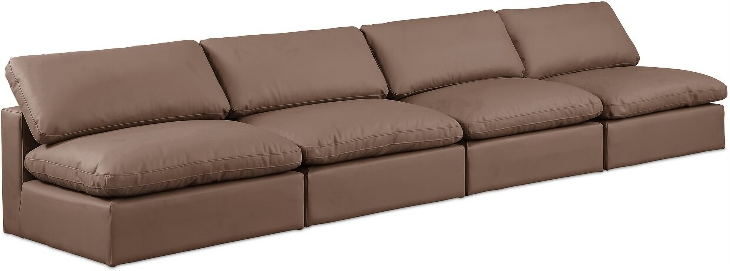 Comfy Vegan Leather 4 Seater Modular Sofa In Brown by Meridian ...