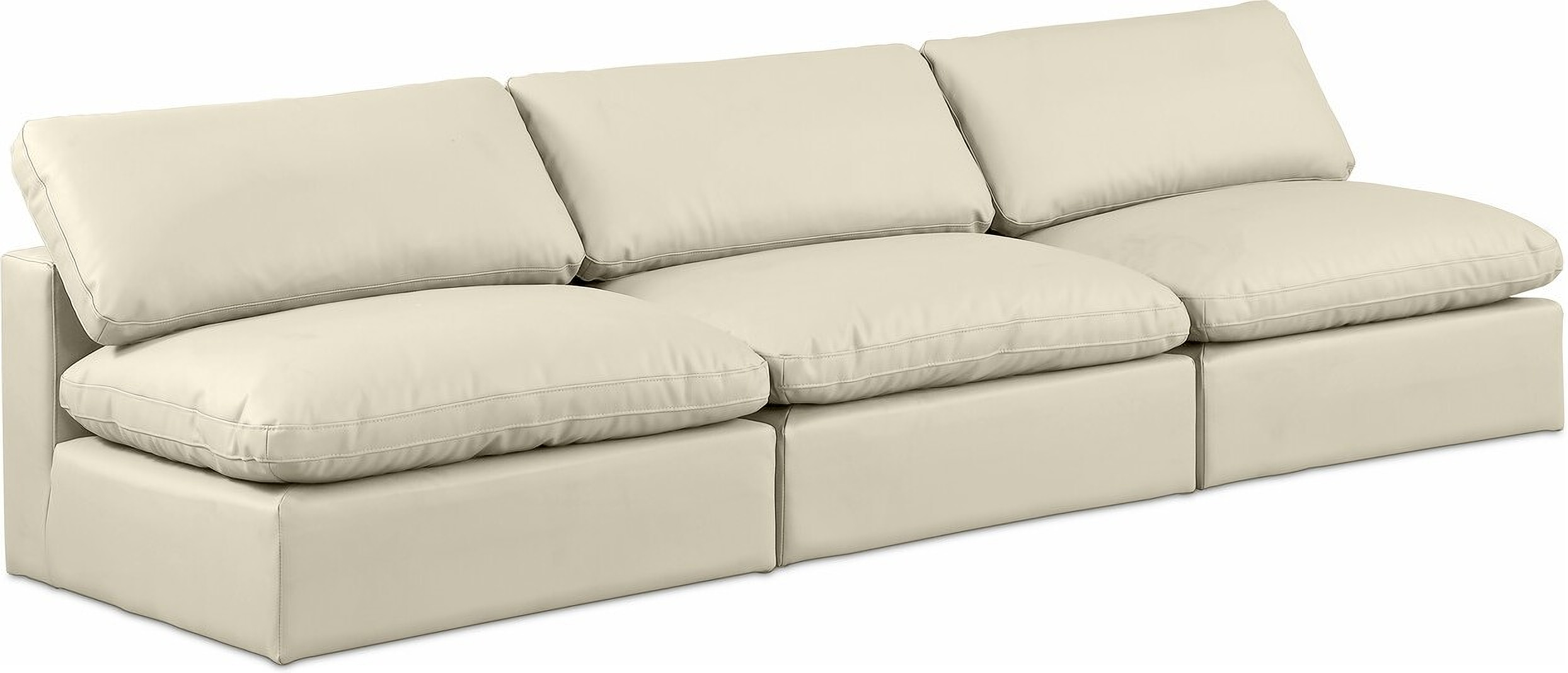 Comfy Vegan Leather 3 Seater Modular Sofa In Cream by Meridian ...
