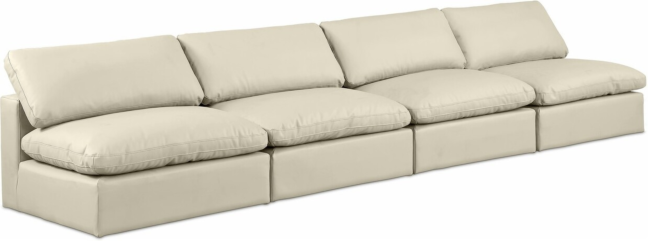 Comfy Vegan Leather 4 Seater Modular Sofa In Cream by Meridian ...