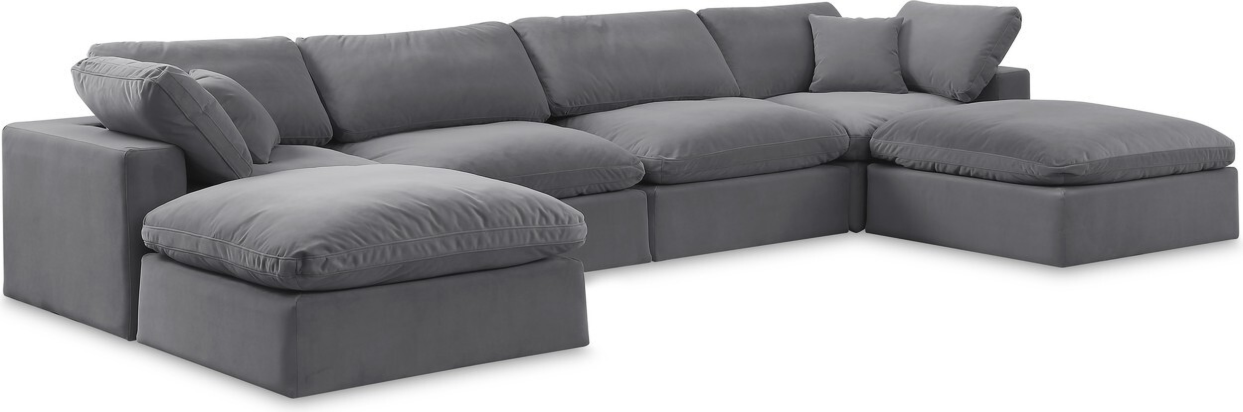 Comfy Velvet Modular Sectional In Grey by Meridian | 1StopBedrooms