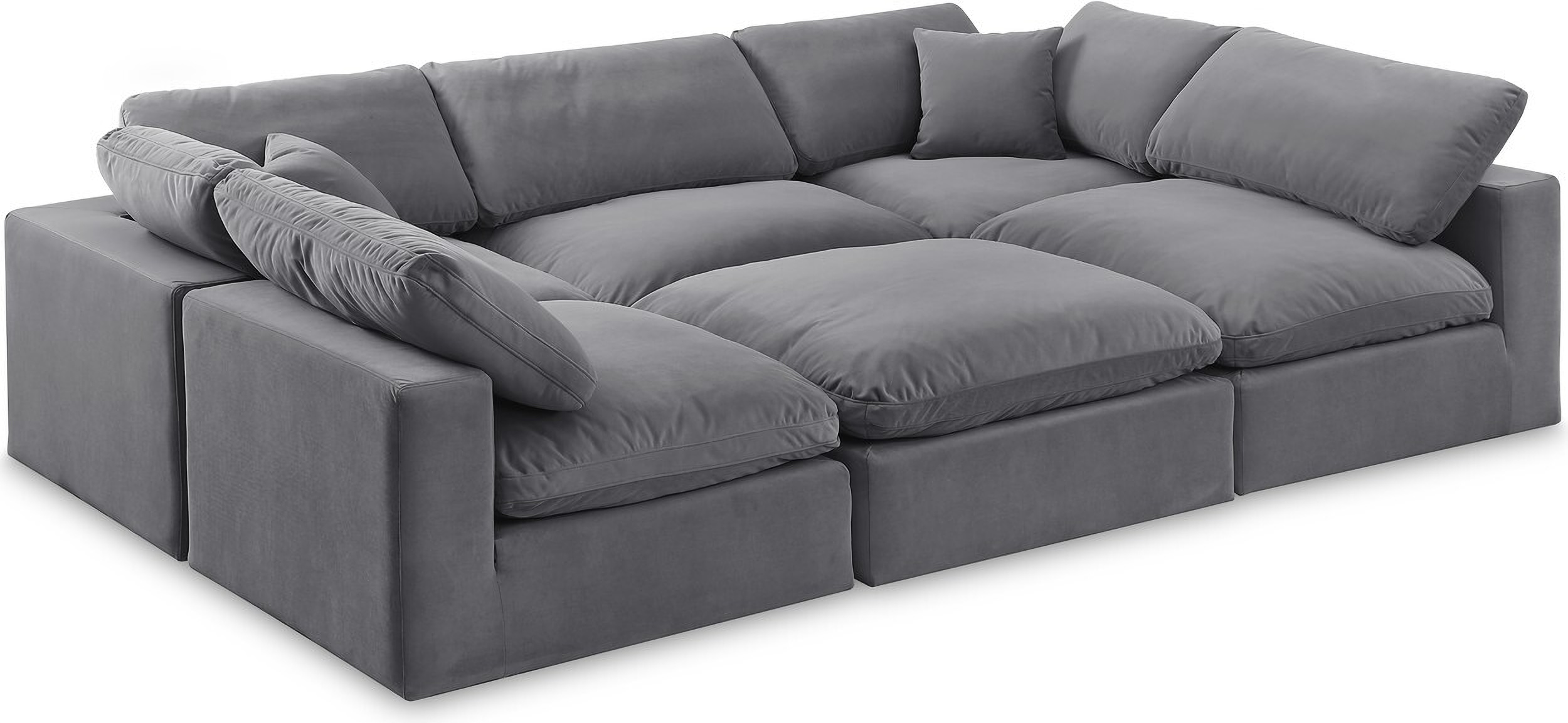 Comfy Velvet Modular Sectional In Grey by Meridian | 1StopBedrooms