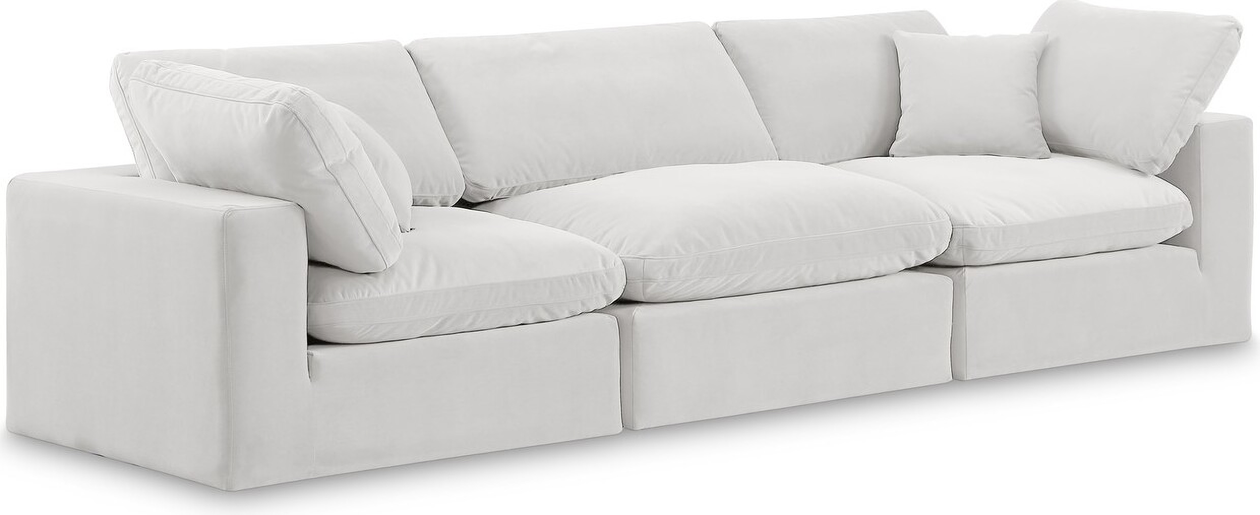 Comfy Velvet 3 Seater Modular Sofa with Arm Support In Cream by ...