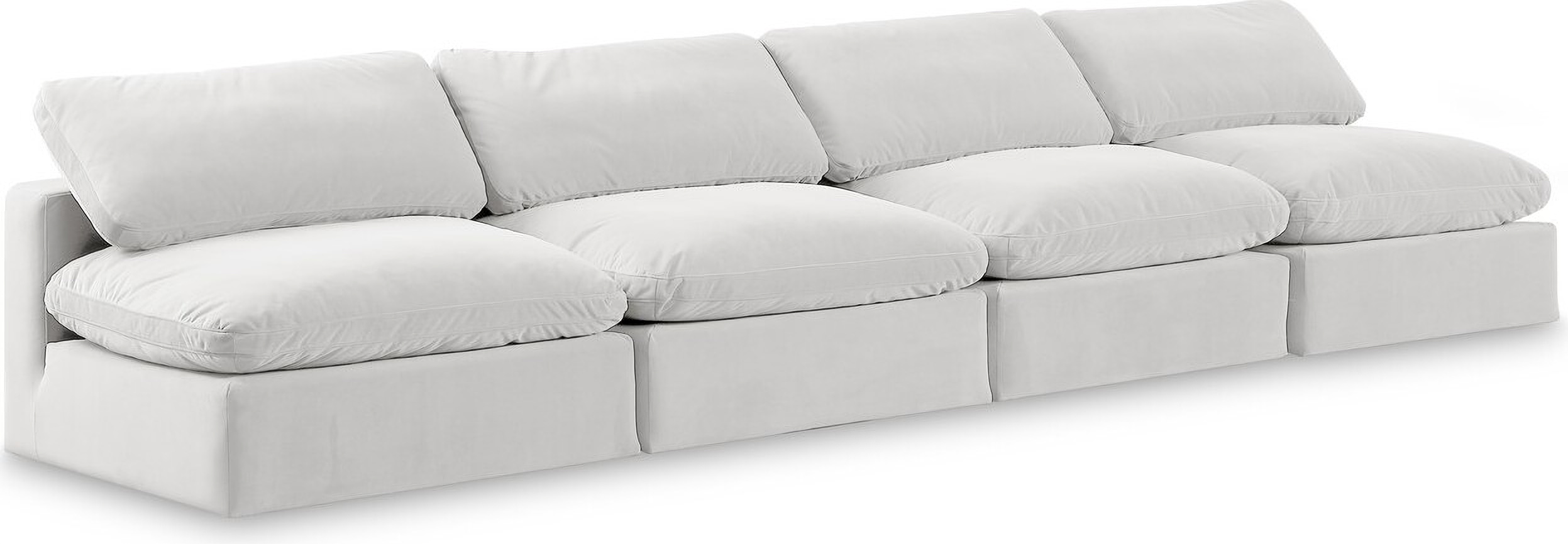 Comfy Velvet 4 Seater Modular Sofa In Cream by Meridian | 1StopBedrooms