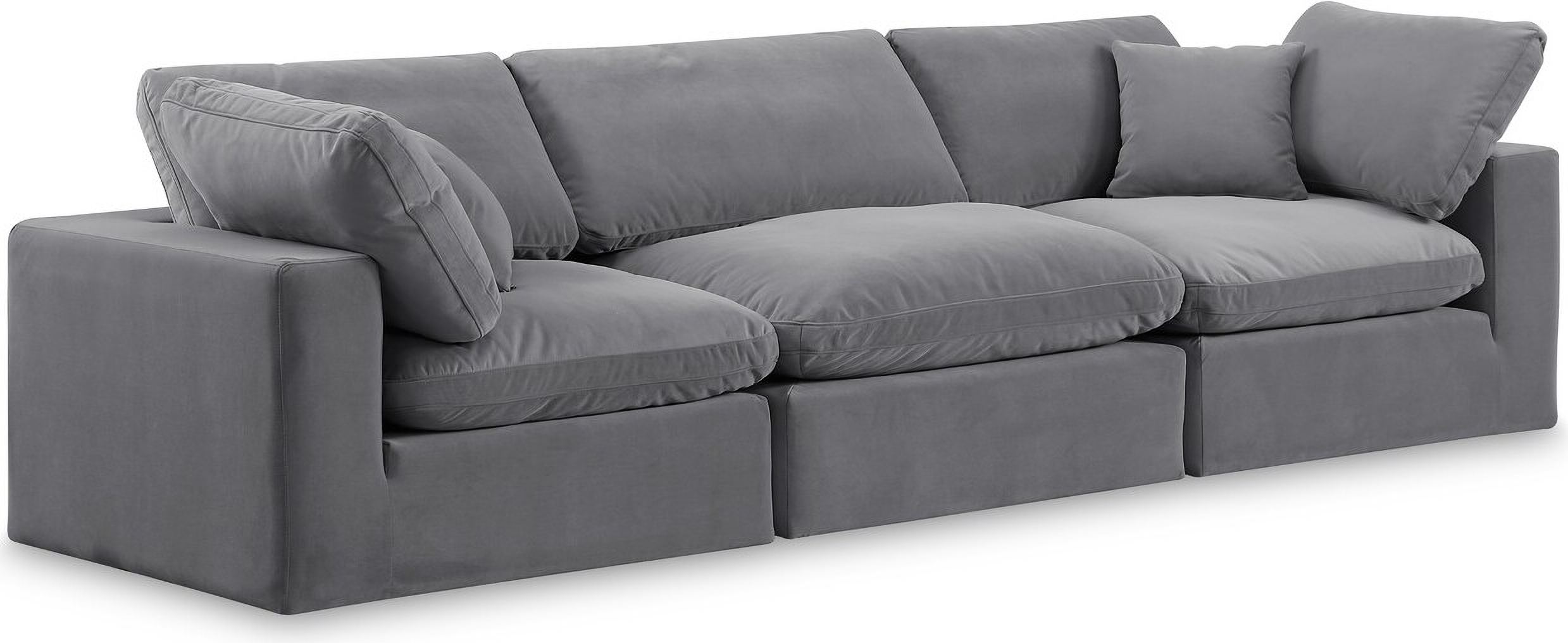 Comfy Velvet 3 Seater Modular Sofa with Arm Support In Grey by Meridian ...