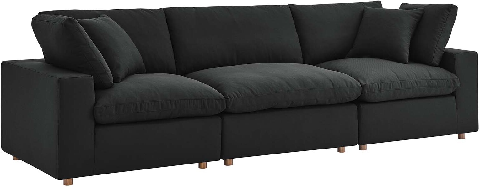 Commix Down Filled Overstuffed 3 Piece Sectional Sofa Set In Black by ...