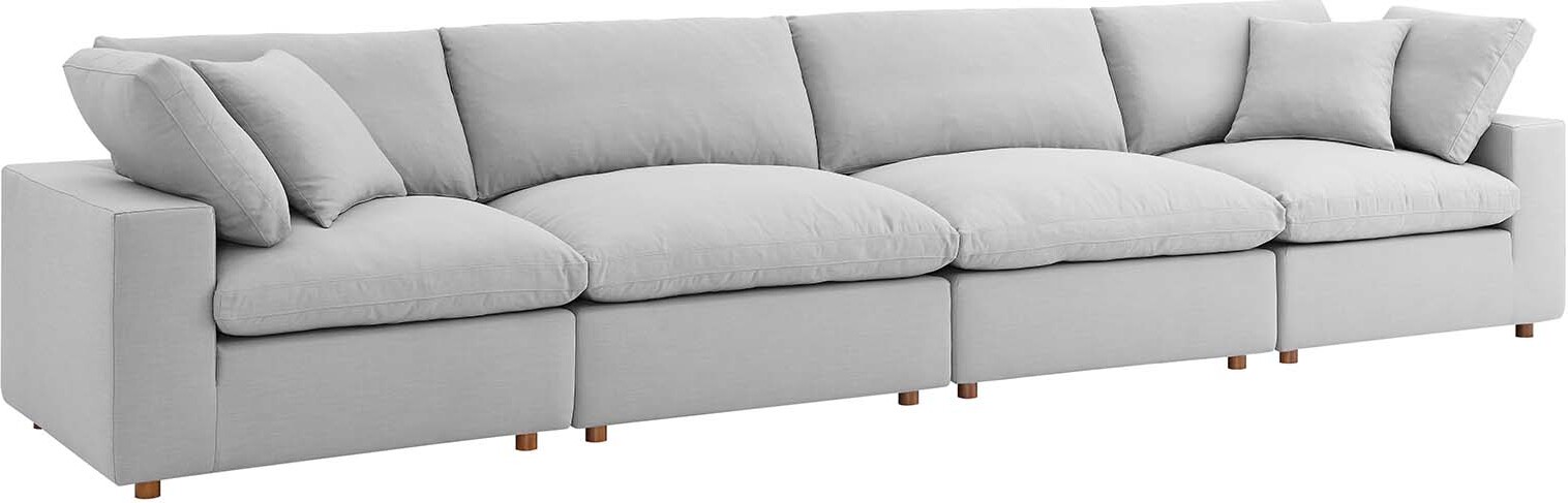 Commix Down Filled Overstuffed 4 Piece Sectional Sofa Set In Light Gray ...