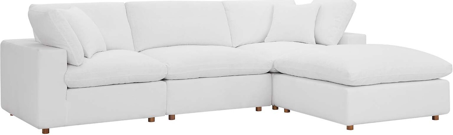 Commix Down Filled Overstuffed 4 Piece Sectional Sofa Set In White EEI ...