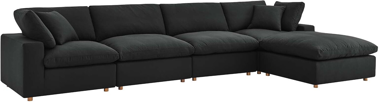 Commix Down Filled Overstuffed 5 Piece Sectional Sofa Set In Black by ...