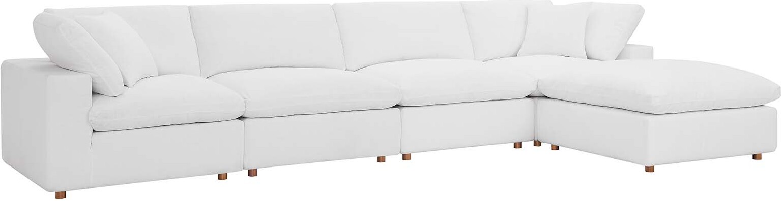 Commix Down Filled Overstuffed 5 Piece Sectional Sofa Set In White by ...