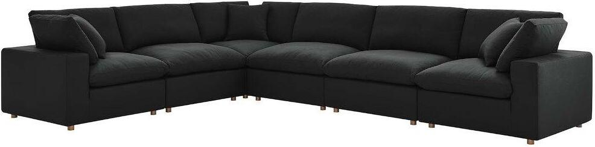 Commix Down Filled Overstuffed 6 Piece Sectional Sofa Set In Black by Modway | 1StopBedrooms