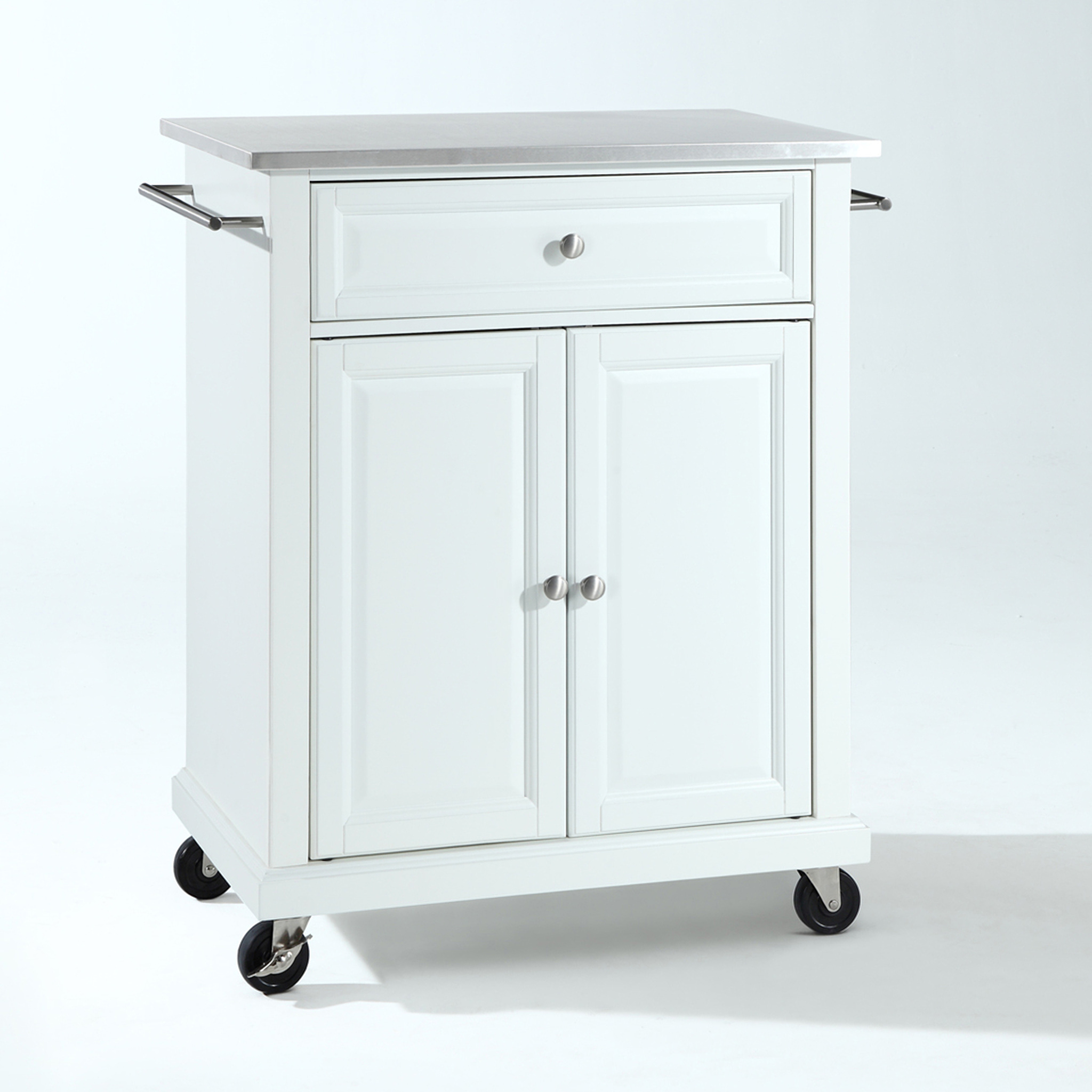 Compact Stainless Steel Top Kitchen Cart In White by Crosley Brands ...