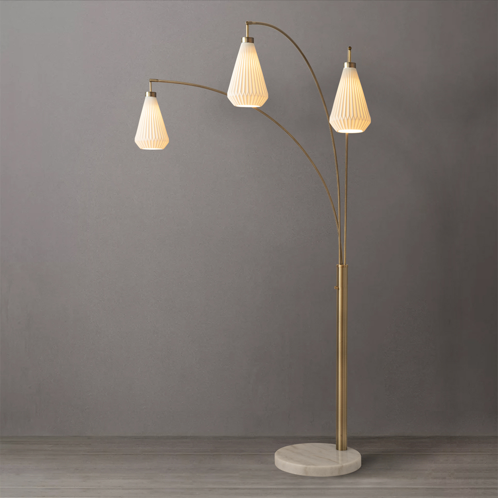 Concord Bone Porcelain 85 Inch Shade 3 Light Arc Floor Lamp In ...