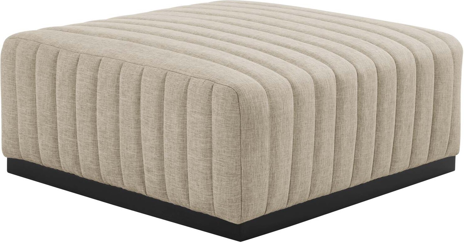 Conjure Channel Tufted Upholstered Fabric Ottoman In Black Beige by ...