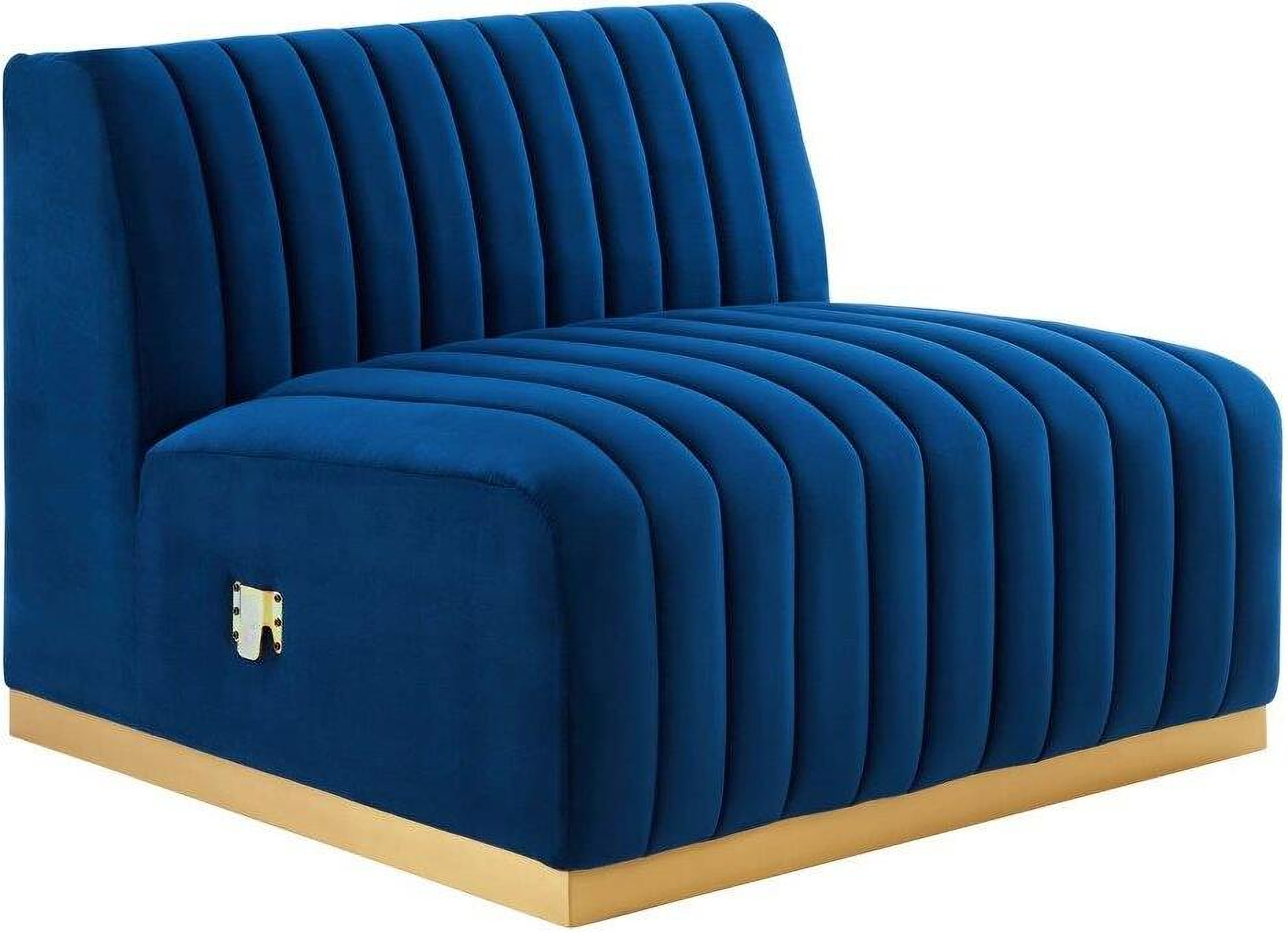 Conjure Gold Navy Channel Tufted Performance Velvet Armless Chair by ...