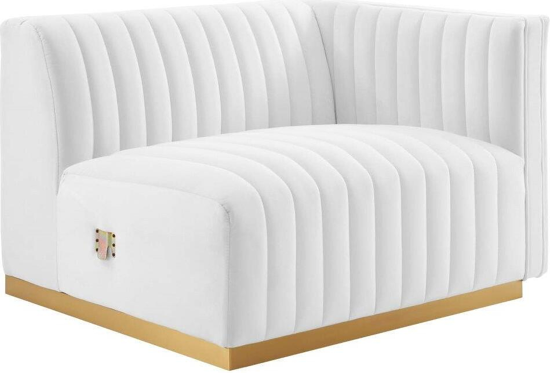Conjure Gold White Channel Tufted Performance Velvet Right-Arm Chair by ...