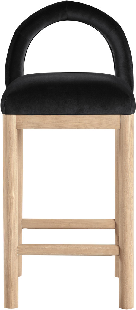 Conrad Velvet Counter Stool In Black and Natural by Meridian ...