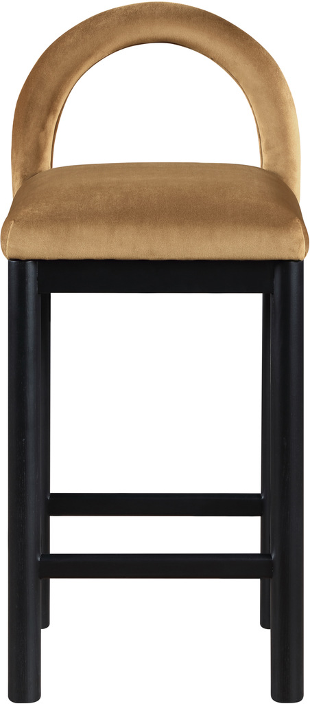 Conrad Velvet Counter Stool In Saddle and Black by Meridian | 1StopBedrooms