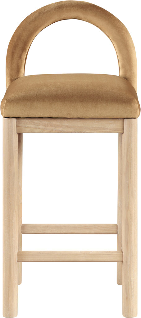 Conrad Velvet Counter Stool In Saddle and Natural by Meridian ...