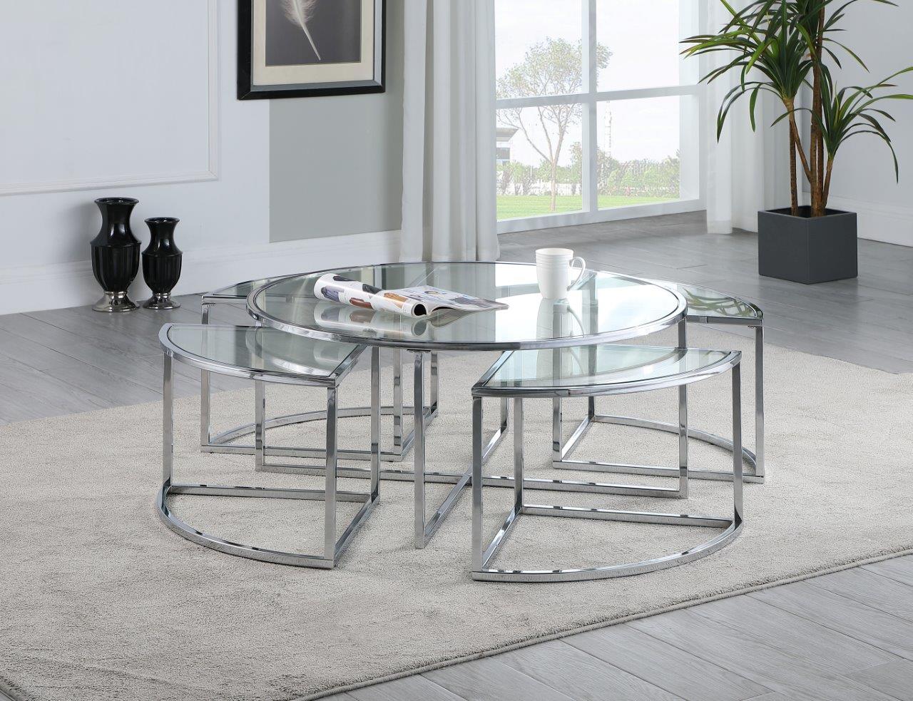 Contemporary 5-Piece Nesting Glass Cocktail Table Set by Chintaly ...
