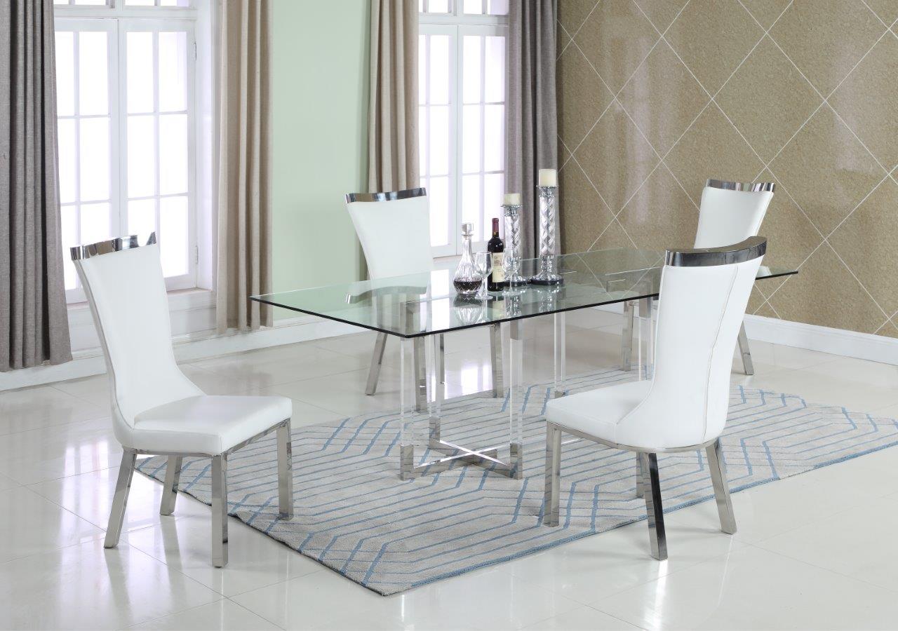 Yasmin Dining Set With 42 x 72 Inch Glass Table And 4 Side Chairs by ...