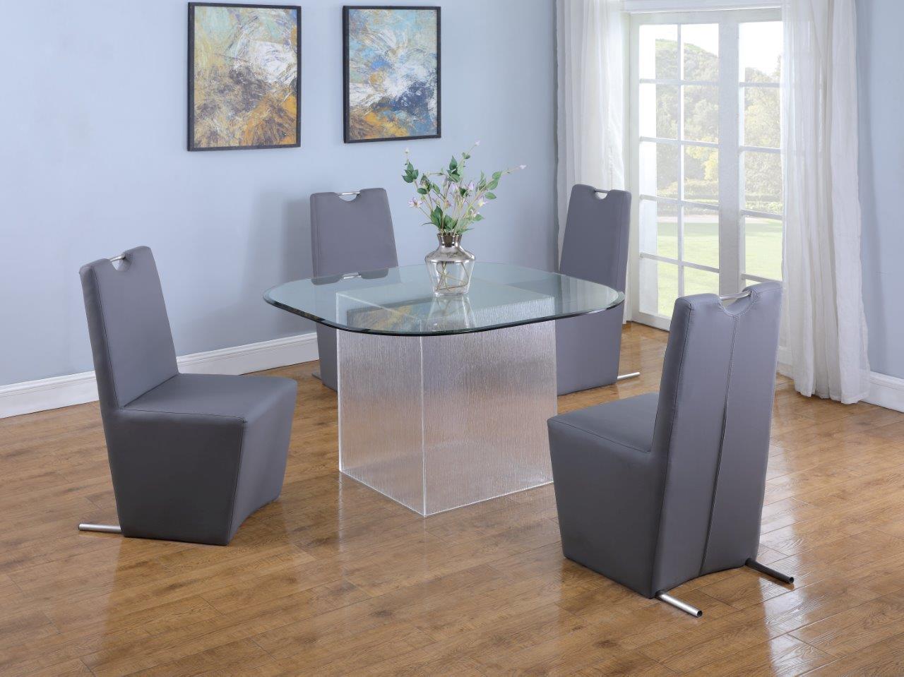 Valerie Dining Set With Surfboard Glass Table And Chairs by Chintaly ...