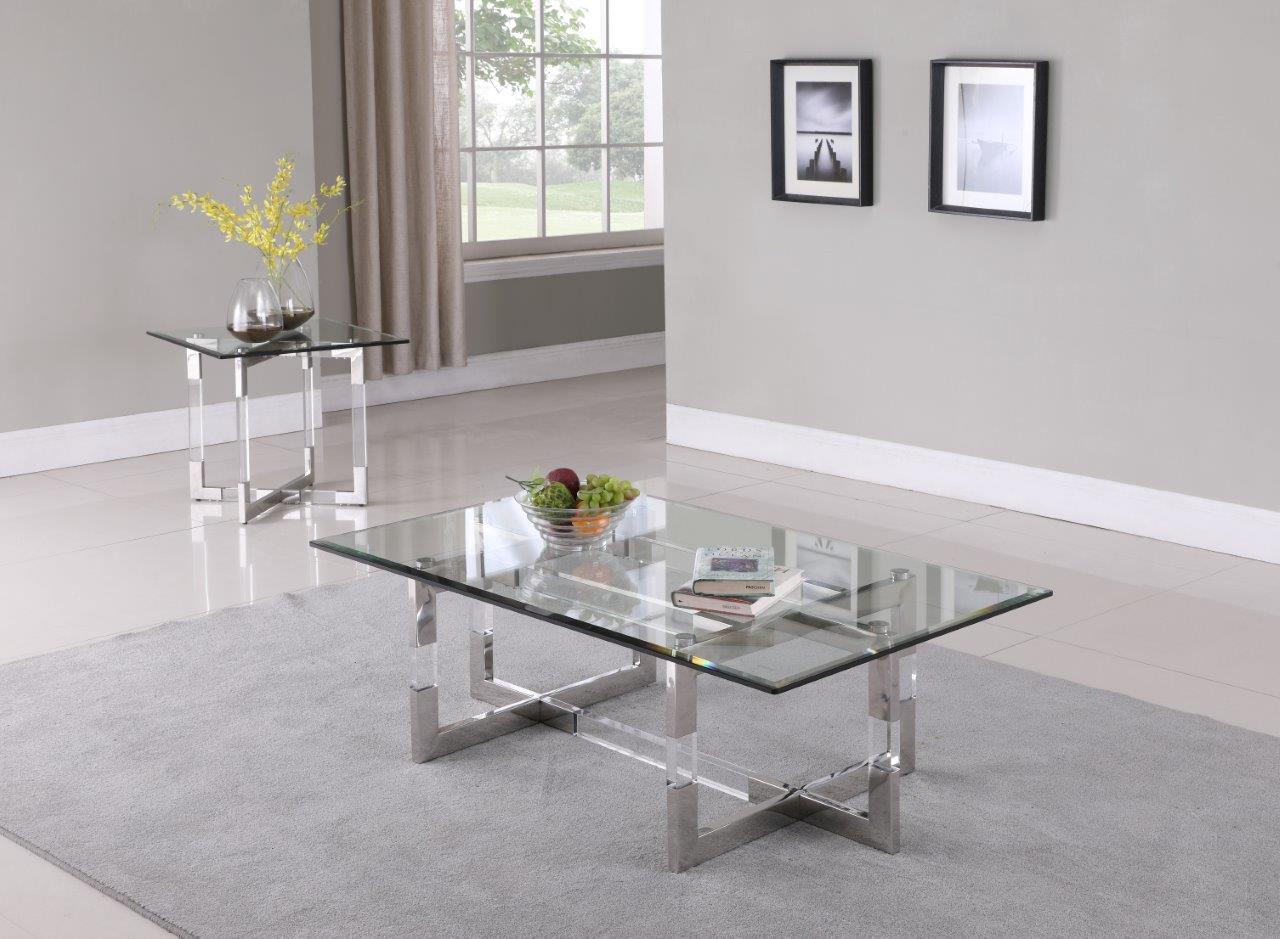 Contemporary Glass Cocktail Table With Acrylic Floating Base by ...