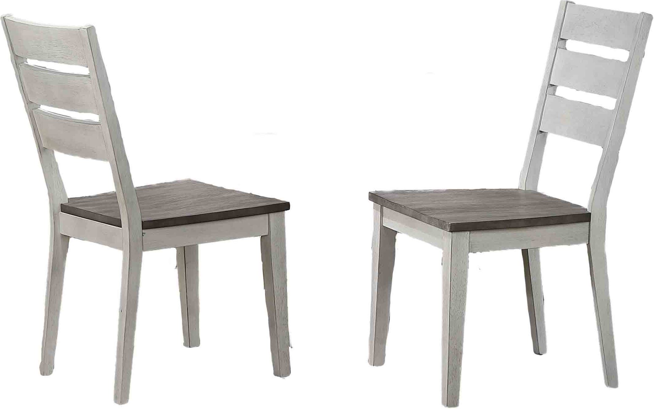 Contemporary Ladder Back Dining Side Chair In Ash and Stormy White ...