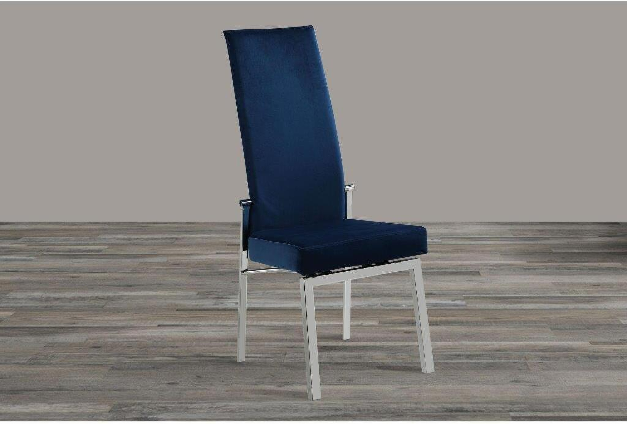 Contemporary Motion Back Side Chair with Chrome Frame Set of 2 In Navy ...