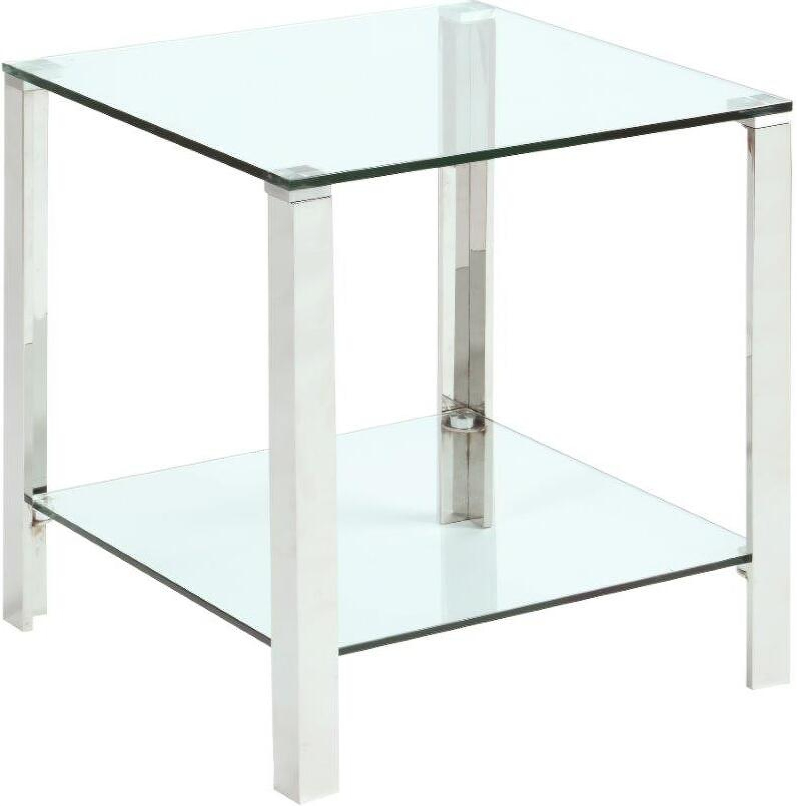 Contemporary Rectangular Glass & Stainless Steel Lamp Table by Chintaly ...