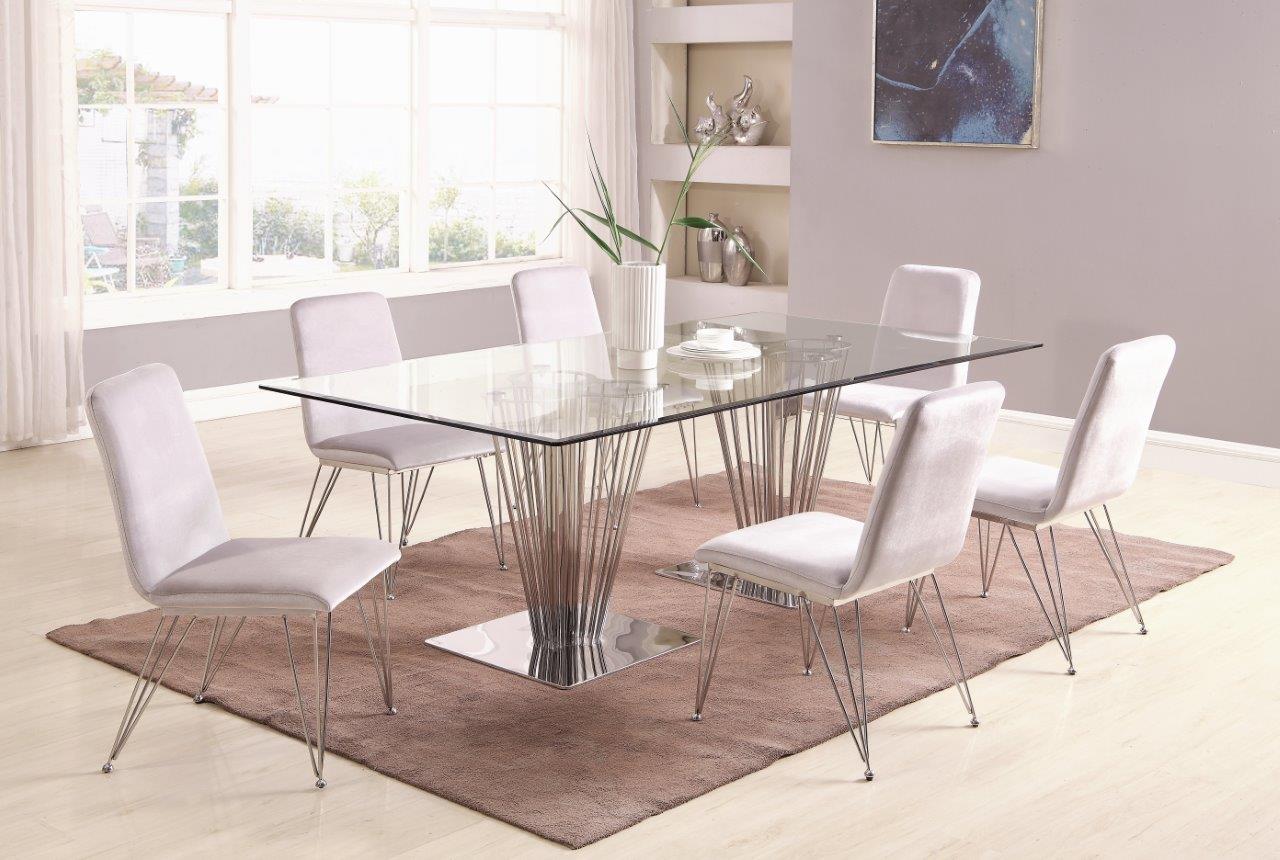 Contemporary Rectangular Glass Dining Table by Chintaly Imports ...