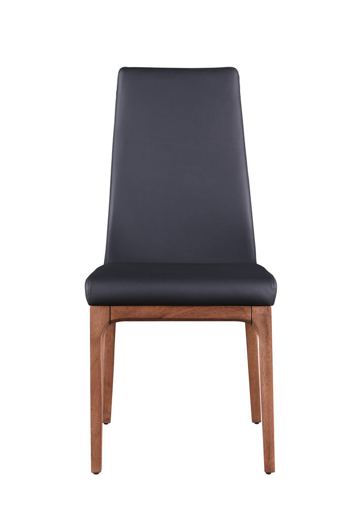 Rosario Side Chair with Solid Wood Base Set of 2 In Black by Chintaly ...