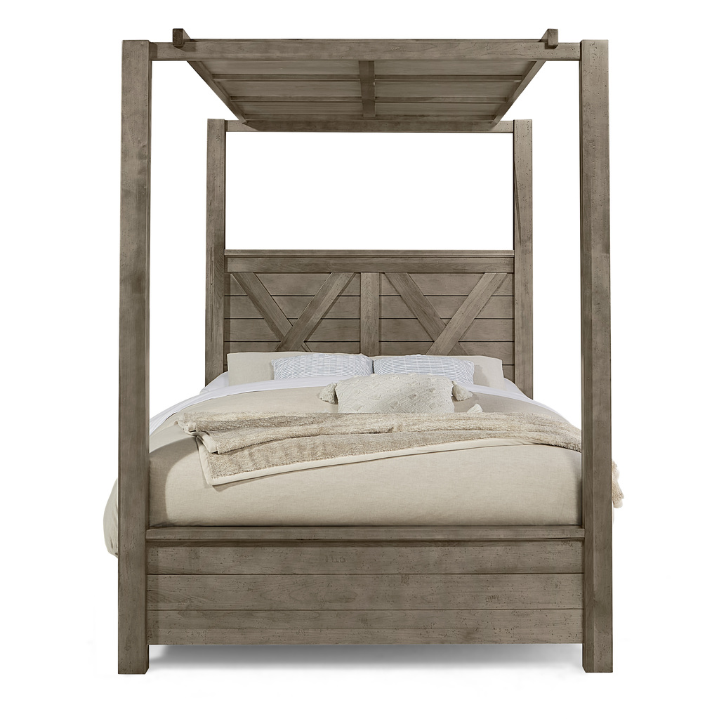 Cool Rustic King Wood Panel Canopy Bed In Stone Grey by Artisan & Post ...