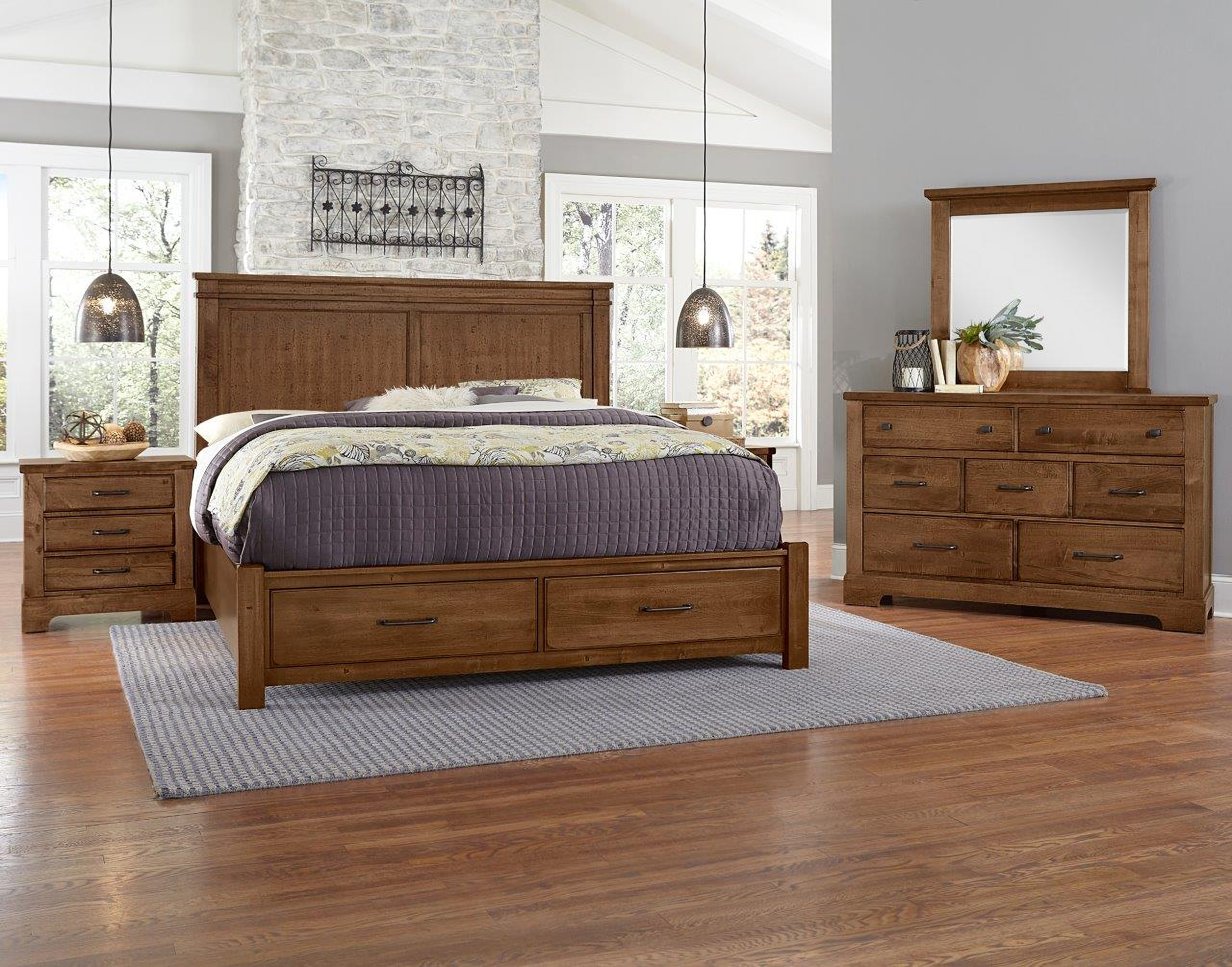 Cool Rustic Mansion Bedroom Set With Footboard Storage In Amber by ...