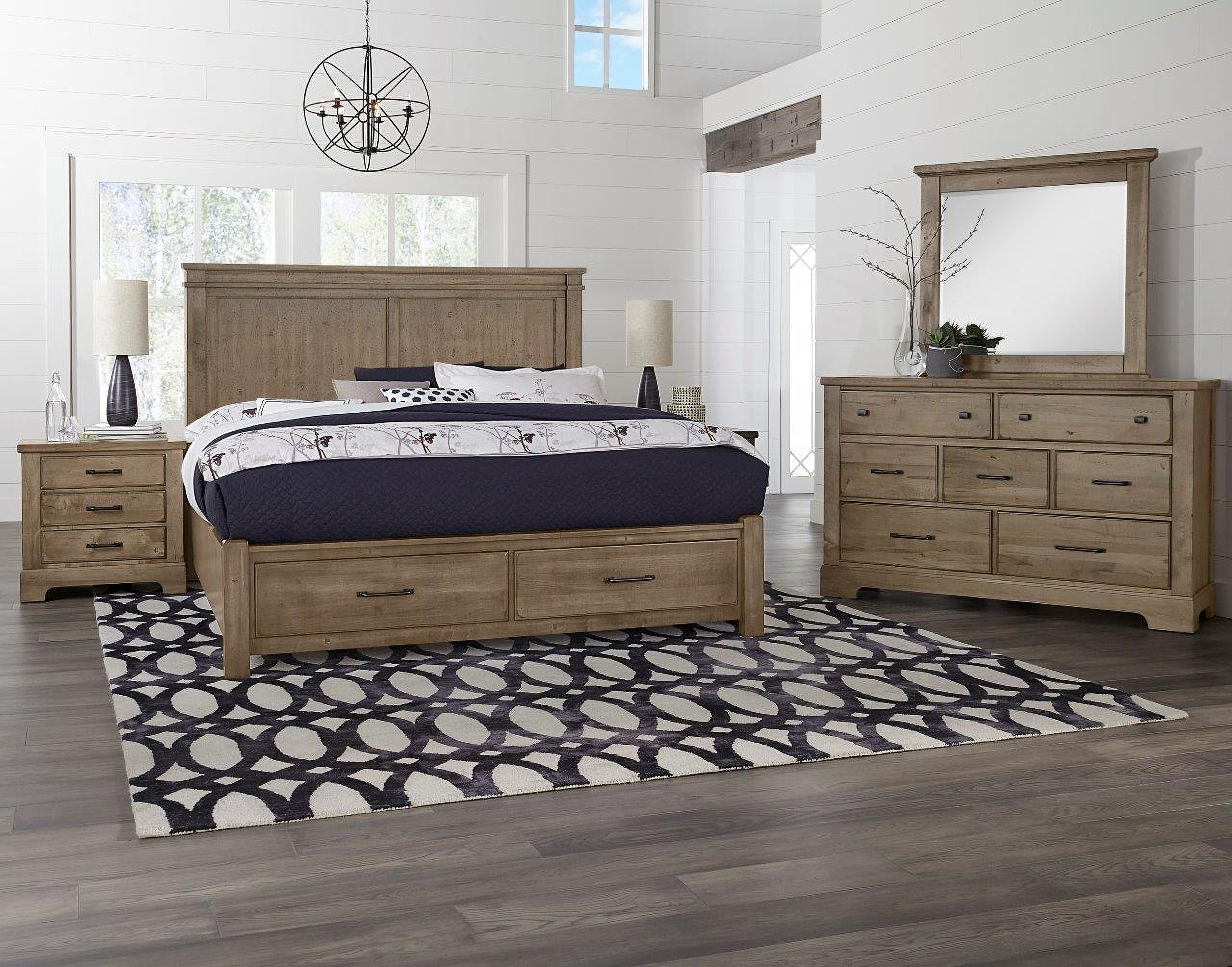 Cool Rustic Mansion Bedroom Set With Footboard Storage In Stone Grey by ...
