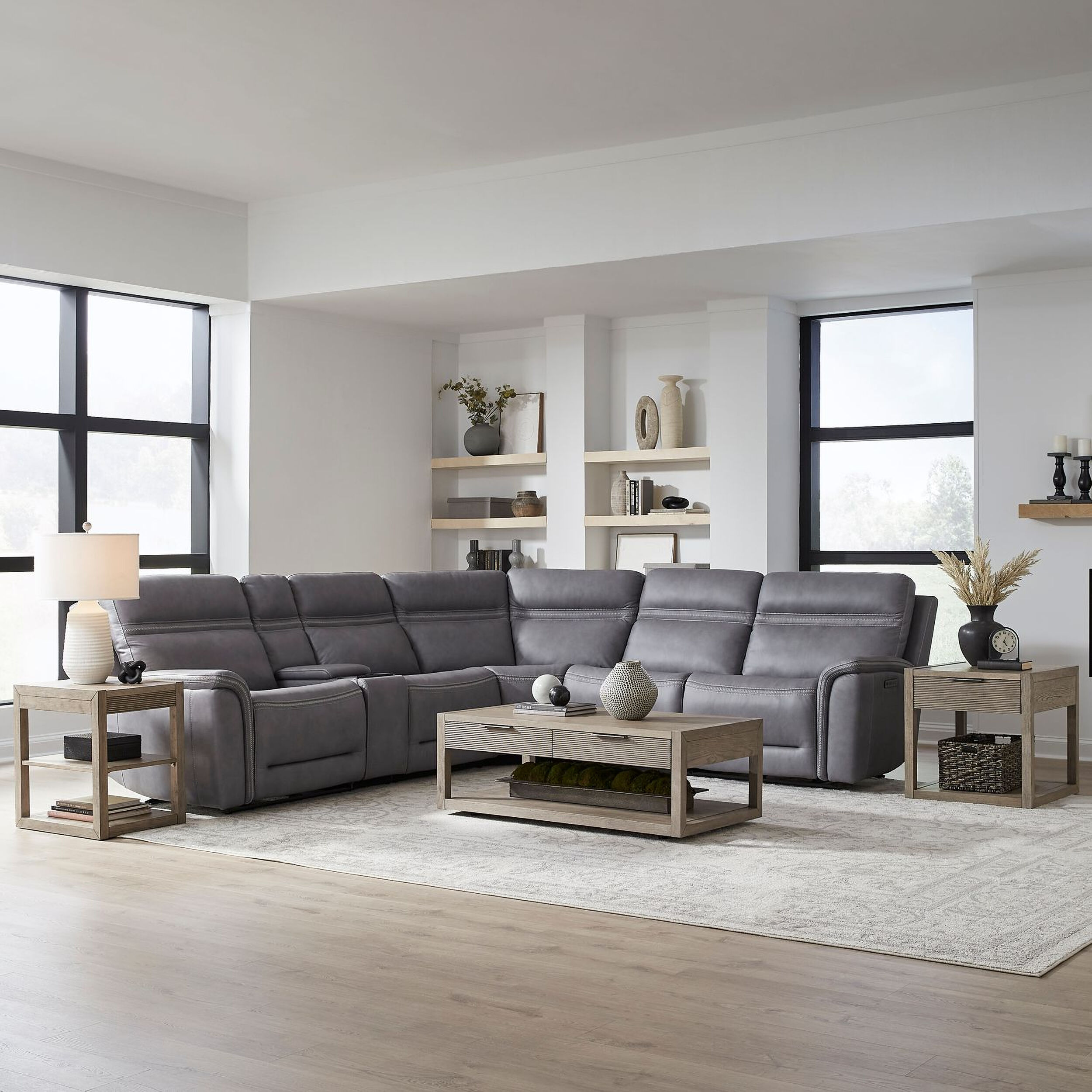 Cooper 6 Piece Sectional In Blue Gray by Liberty | 1StopBedrooms