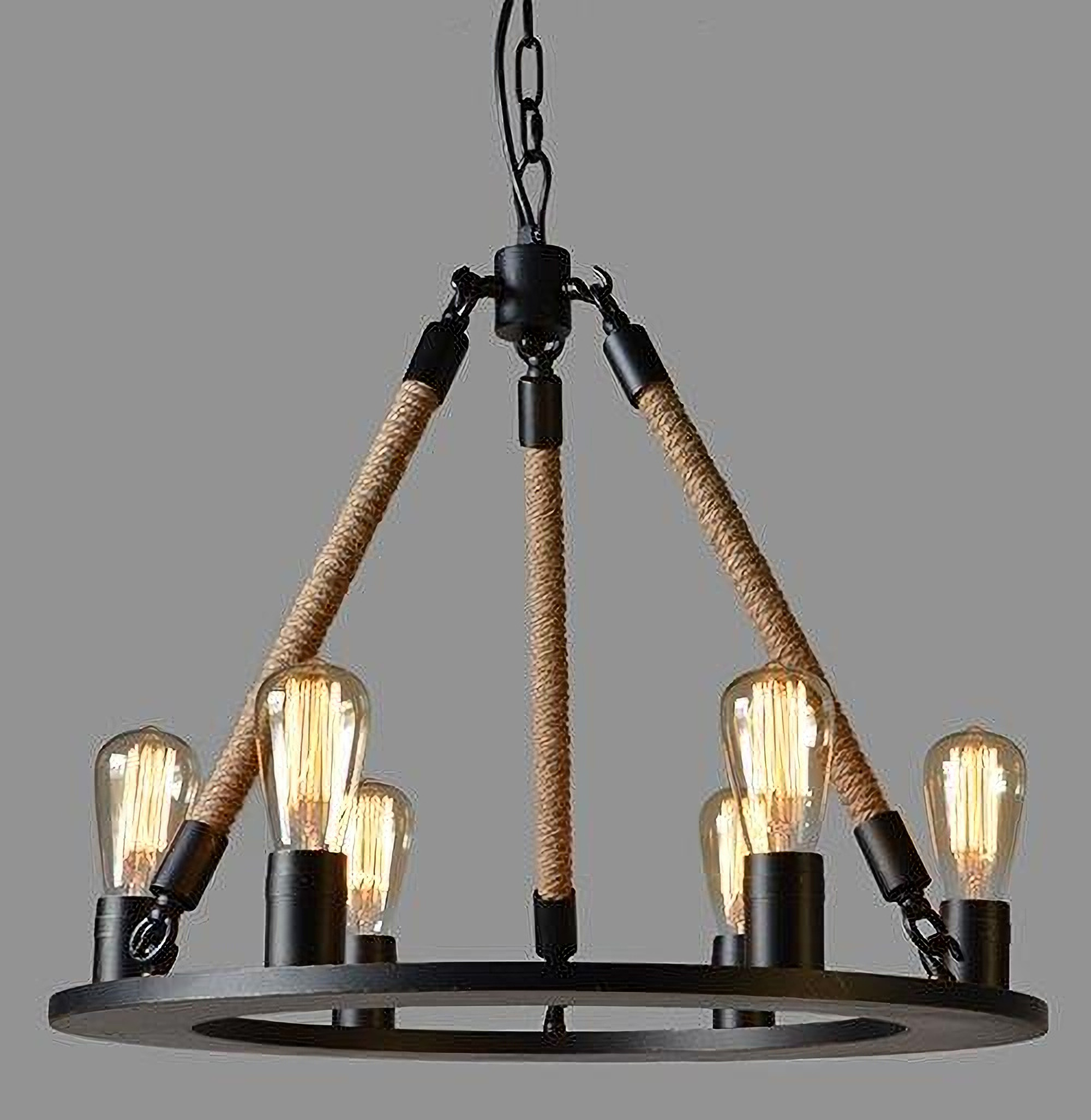 Cora Iron and Jute Pendant In Black And Brown by Moti | 1StopBedrooms