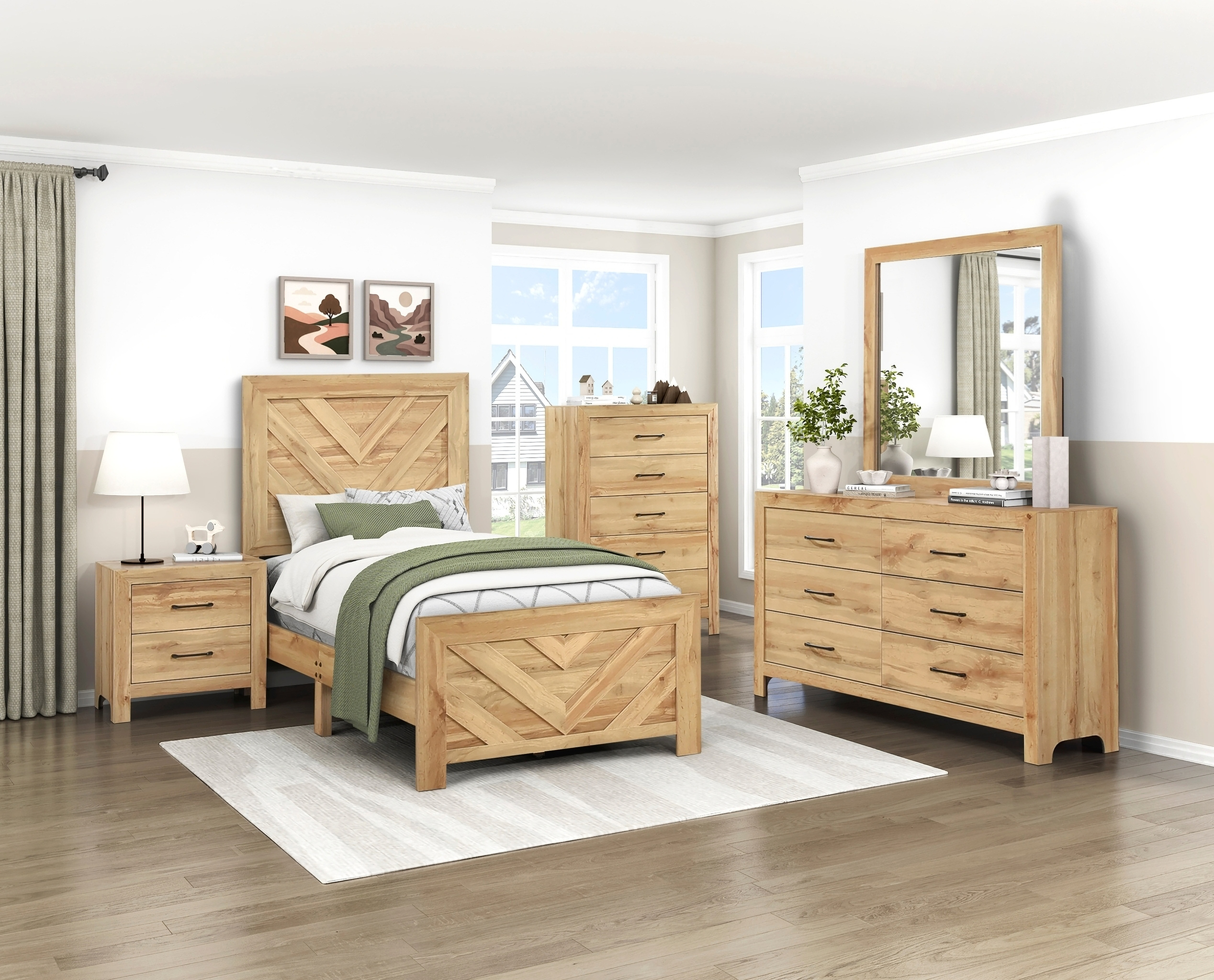 Corbin Youth Panel Bedroom Set In Natural by Homelegance | 1StopBedrooms