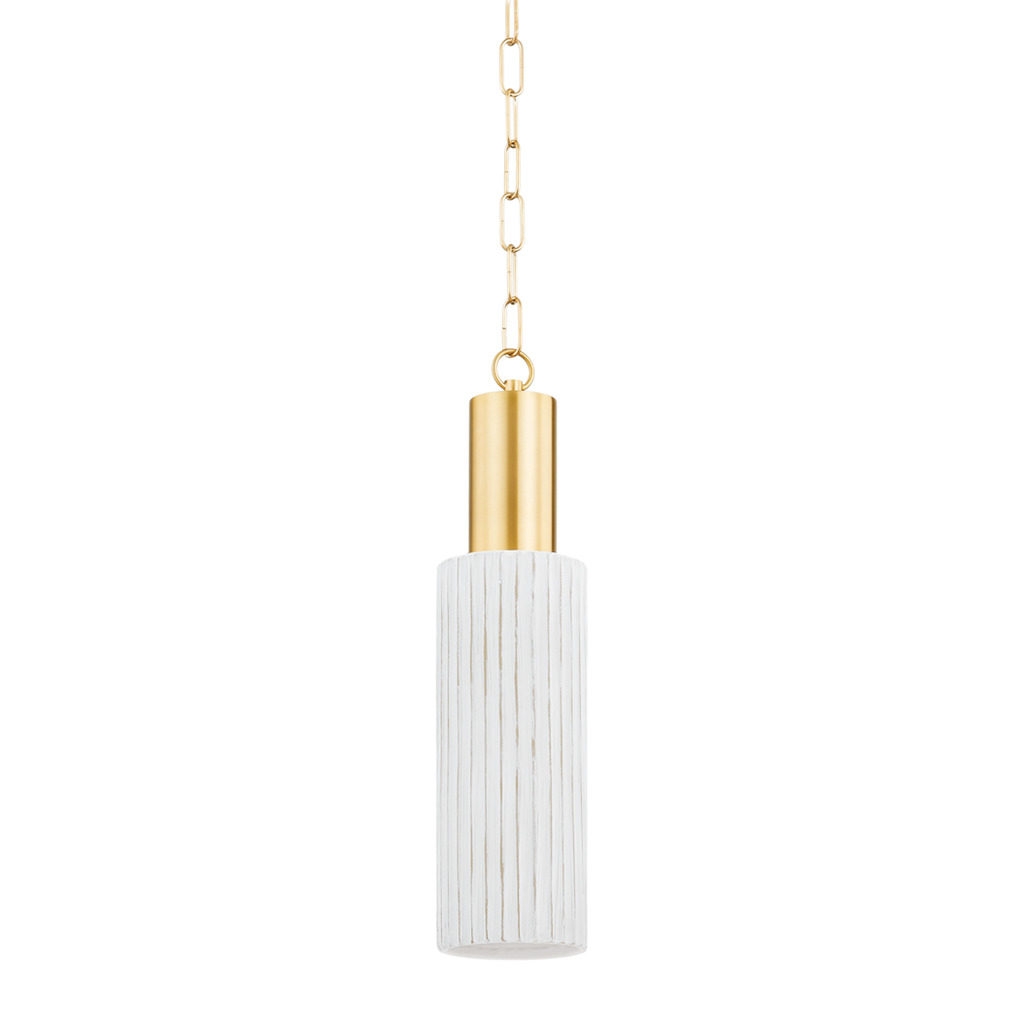 Corissa Pendant In Aged Brass and Ceramic Whitewash Bisque by Hudson ...