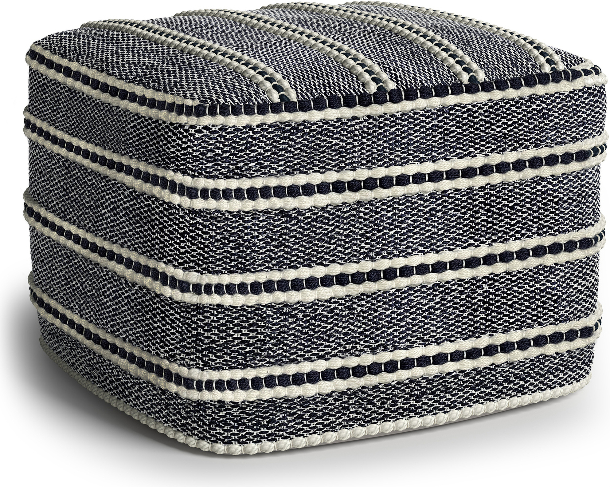 Corrie Recycled PET Polyester Square Woven Outdoor/Indoor Pouf In Navy ...