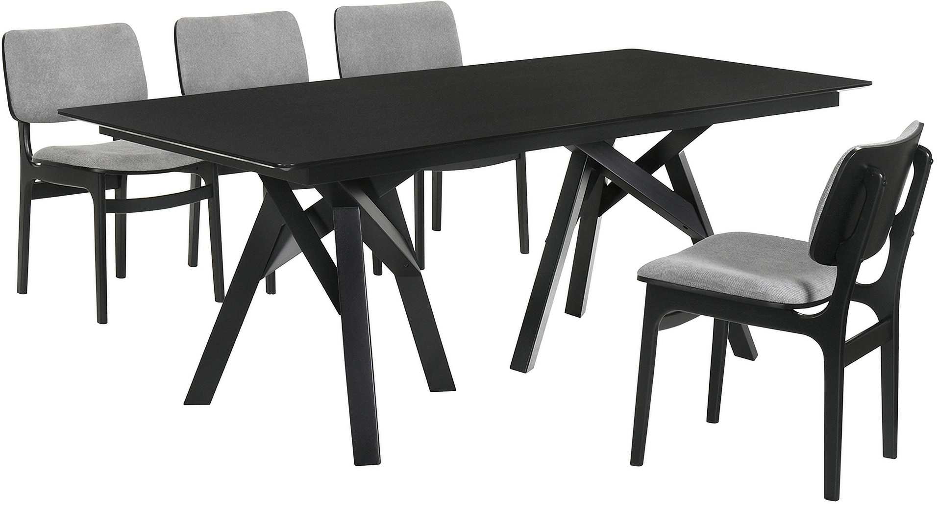 Cortina and Lima 5-Piece Black Rectangular Dining Set by Armen Living ...