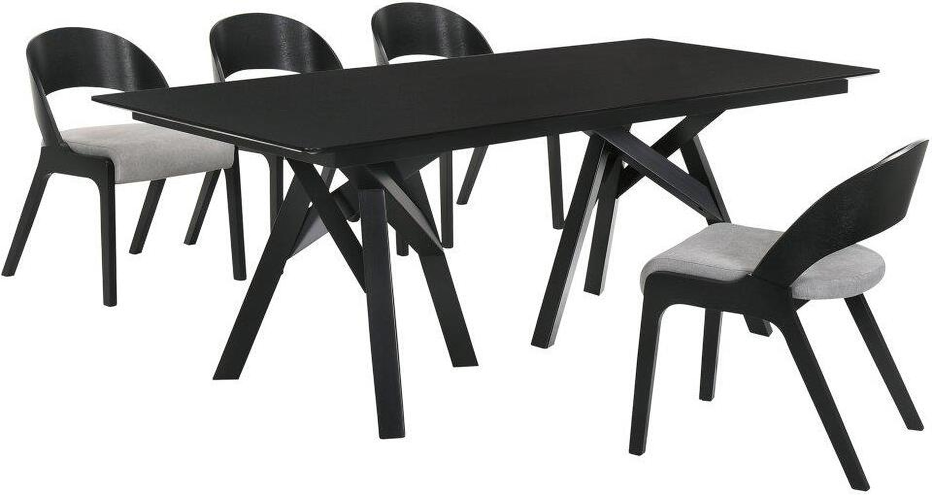 Cortina And Polly 5 Piece Black Rectangular Dining Set by Armen Living ...