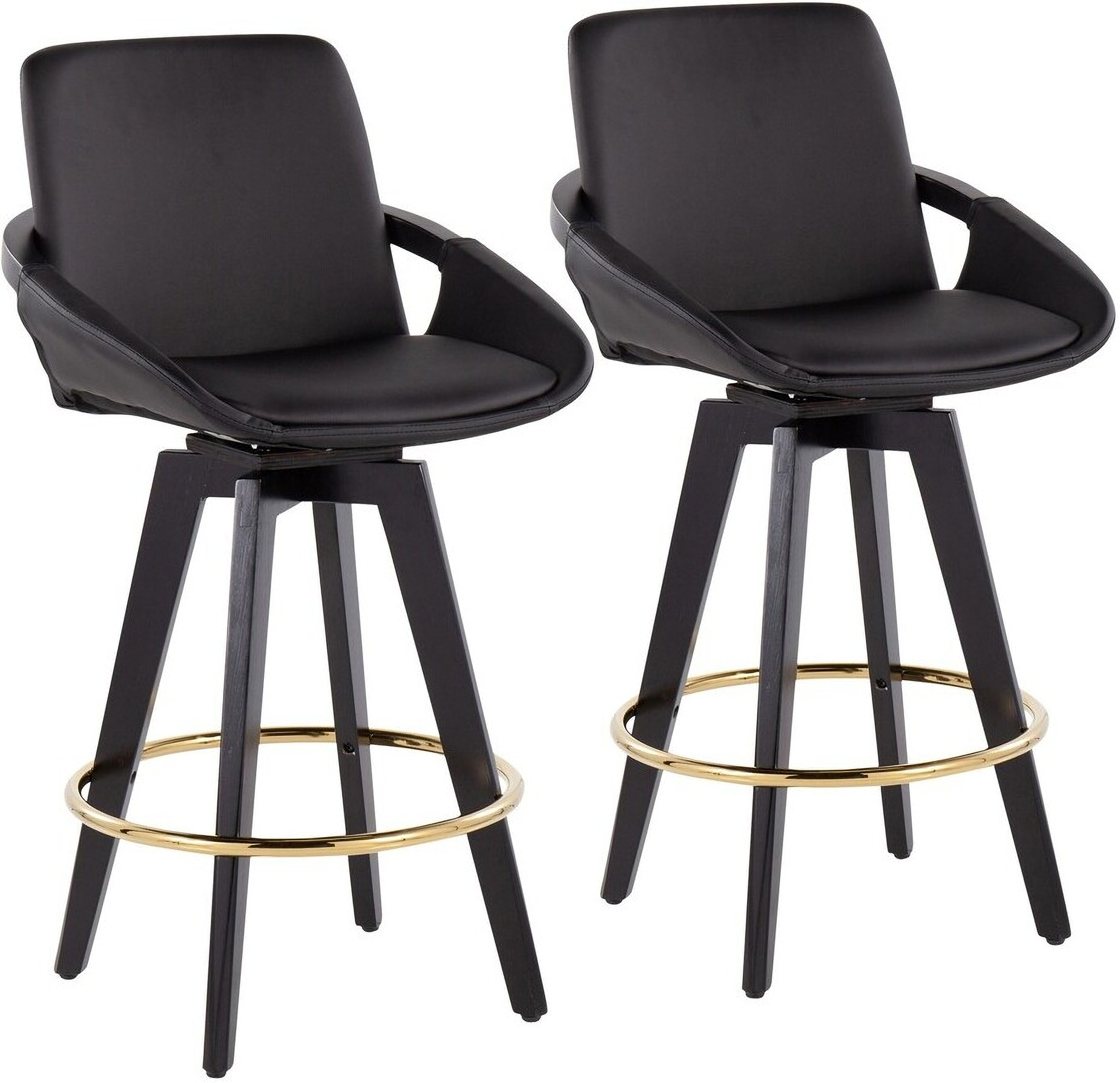 Cosmo Swivel Fixed Height Counter Stool Set of 2 In Black by Lumisource ...