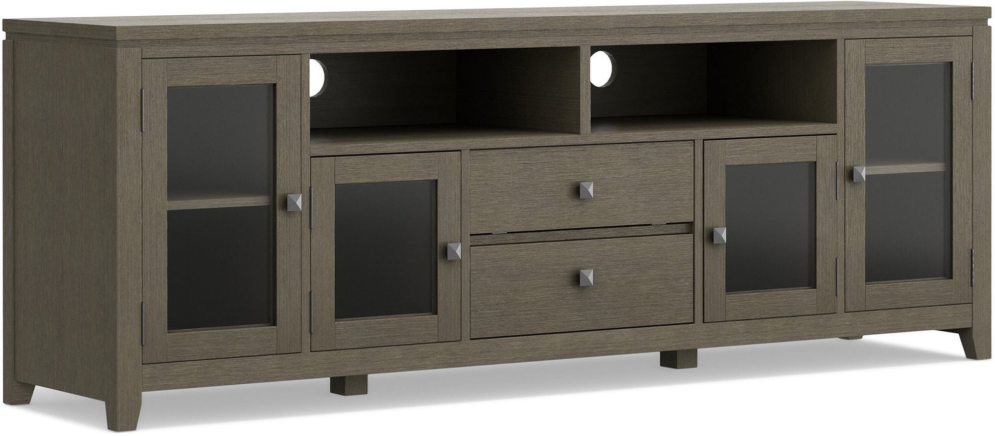 Cosmopolitan Solid Wood 72 Inch Wide TV Media Stand In Farmhouse Grey ...