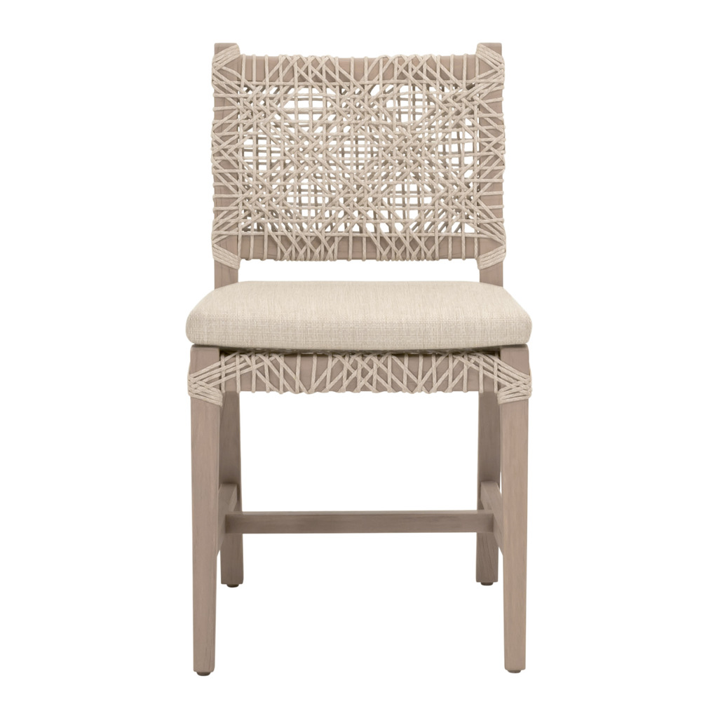 Costa Outdoor Dining Chair In Oat Flat Rope and Ecru Weave Washed Ever ...