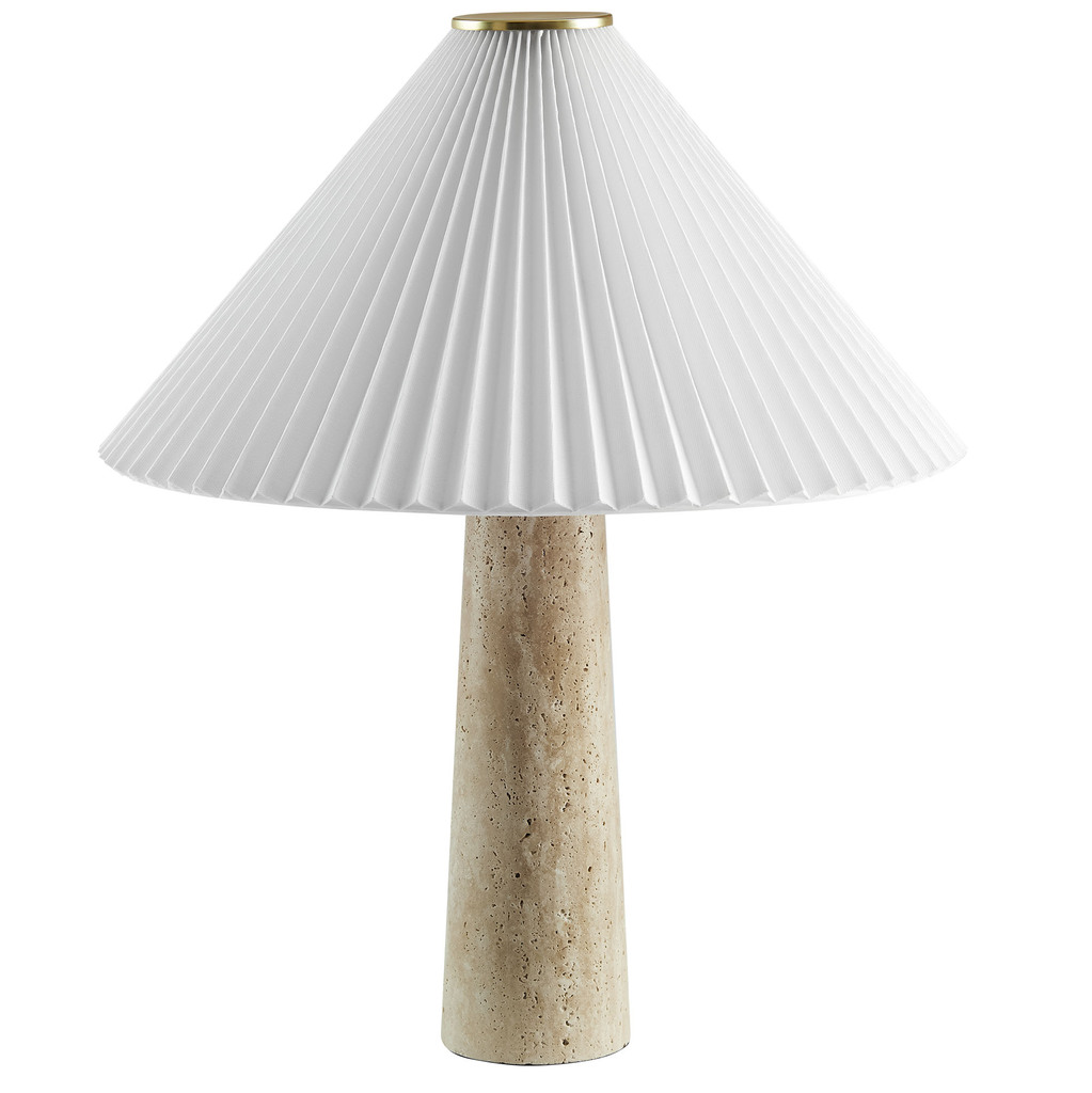 Cove Travertine Table Lamp With Pleated Shade In Travertine by Modway ...