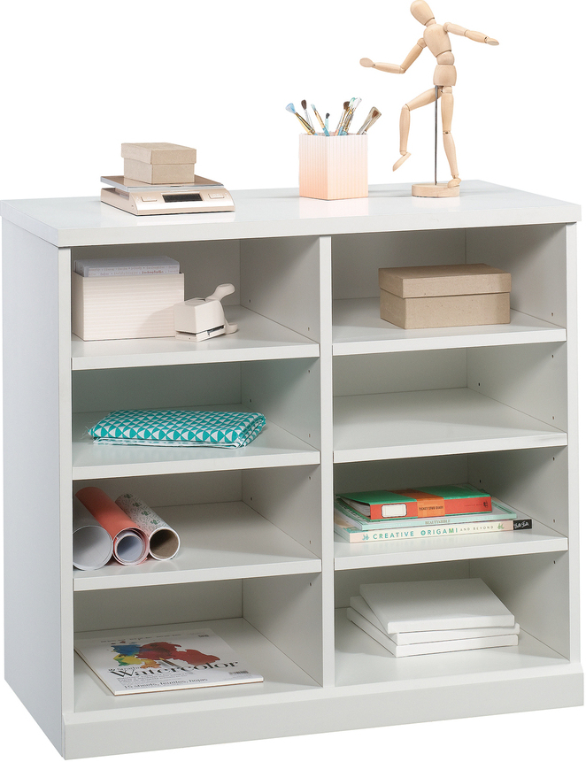 Craft Pro Series Open Storage Cabinet In White by Sauder | 1StopBedrooms