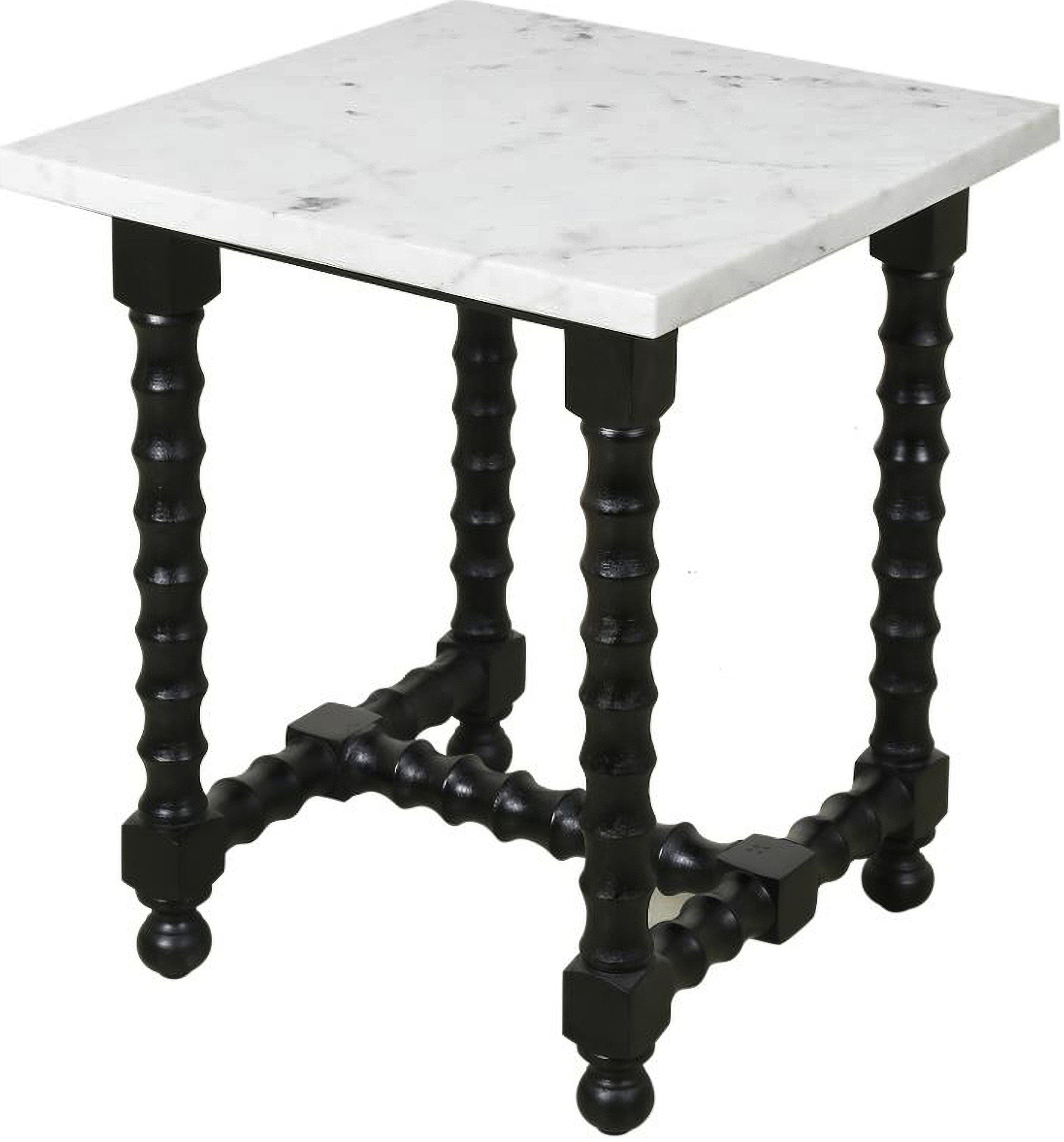 Cranberry Marble Top End Table with Black Wooden Base In Gold by Moti ...