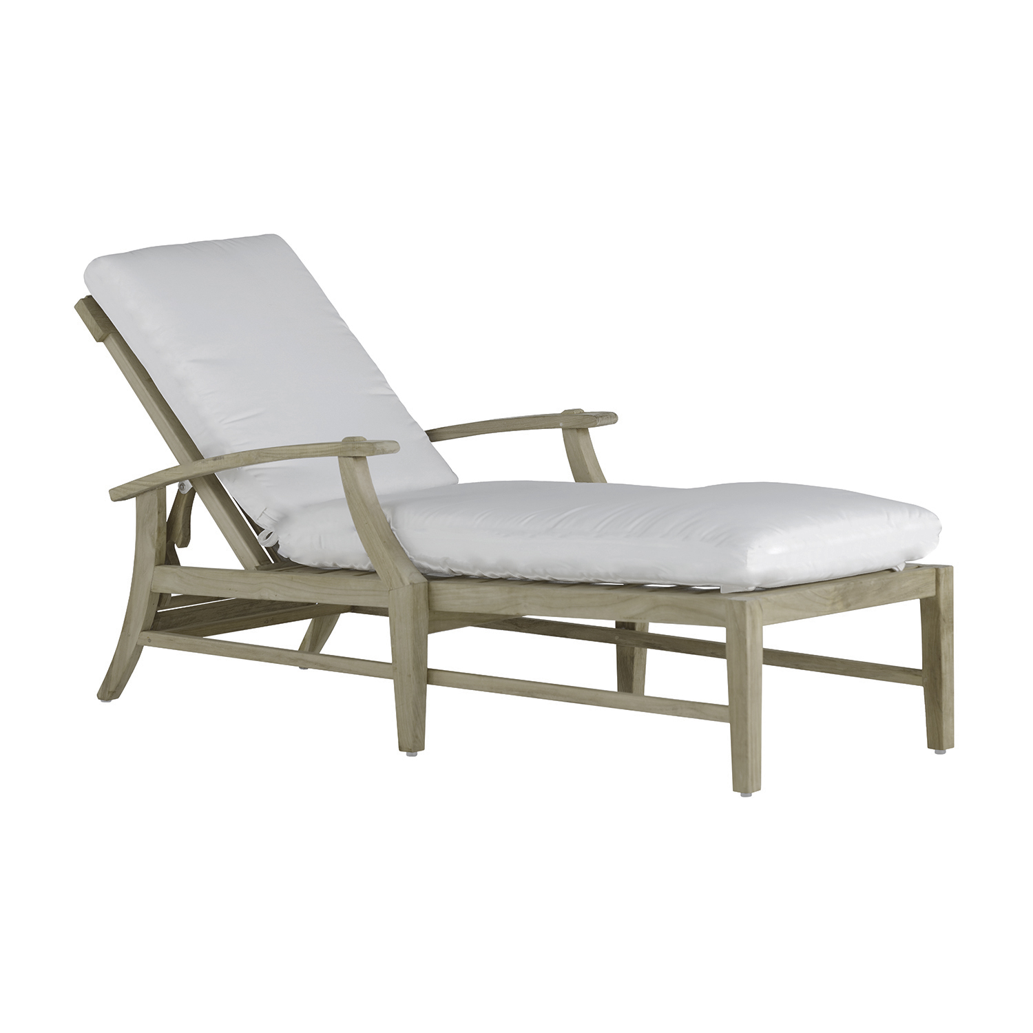 Croquet Teak Chaise Without Wheel In Cabana Stripe Chambray by Summer ...