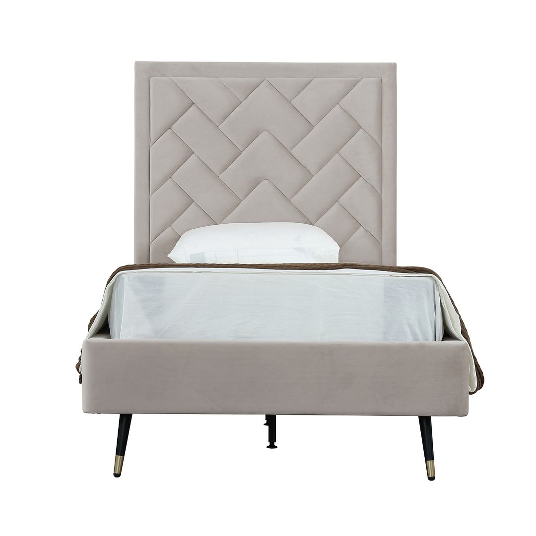 Crosby Twin-Size Bed In Greige by Manhattan Comfort | 1StopBedrooms
