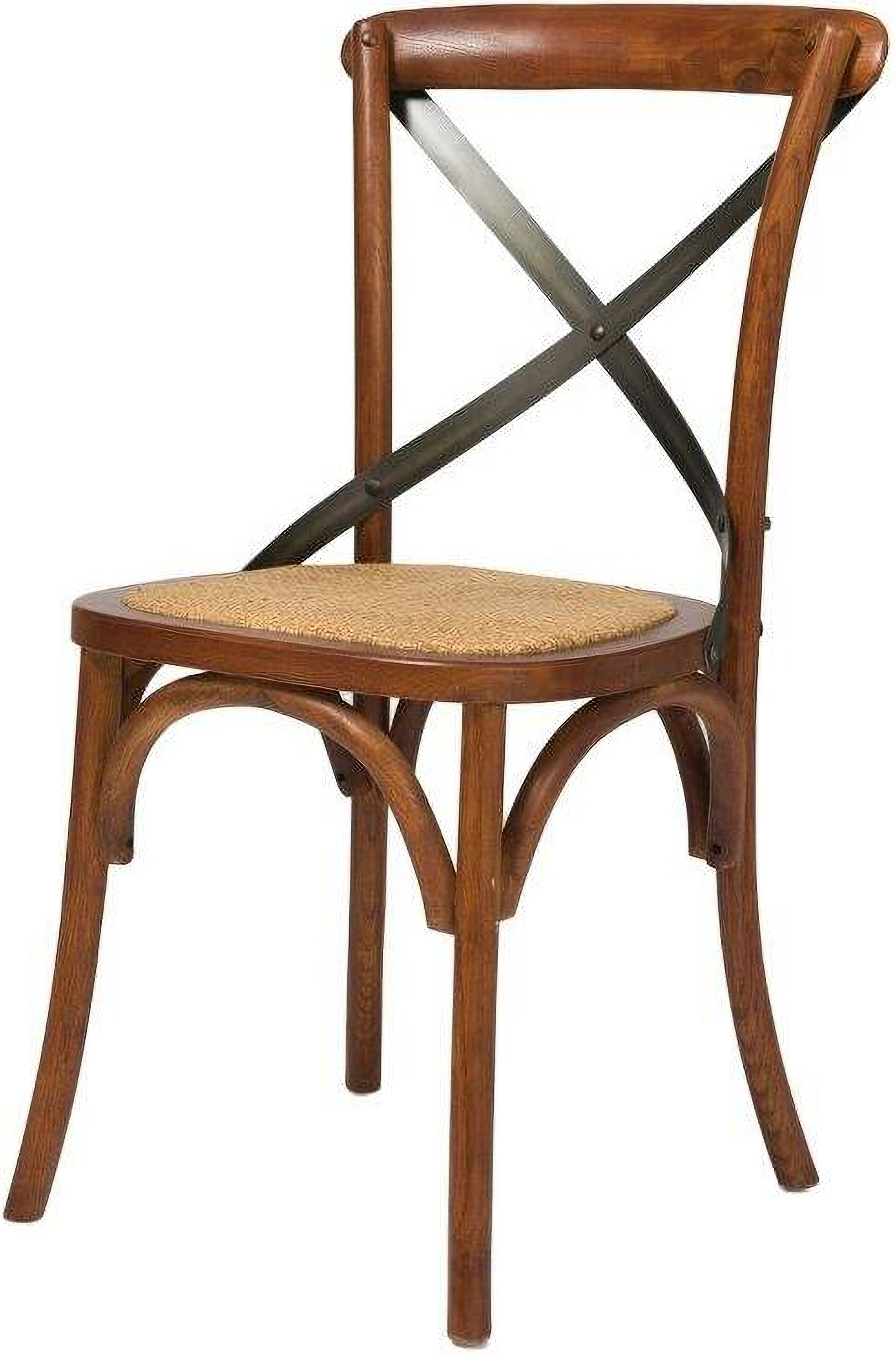 Bistro Cross Back Chair Set of 2 With Rattan Seat In Brown by LH ...